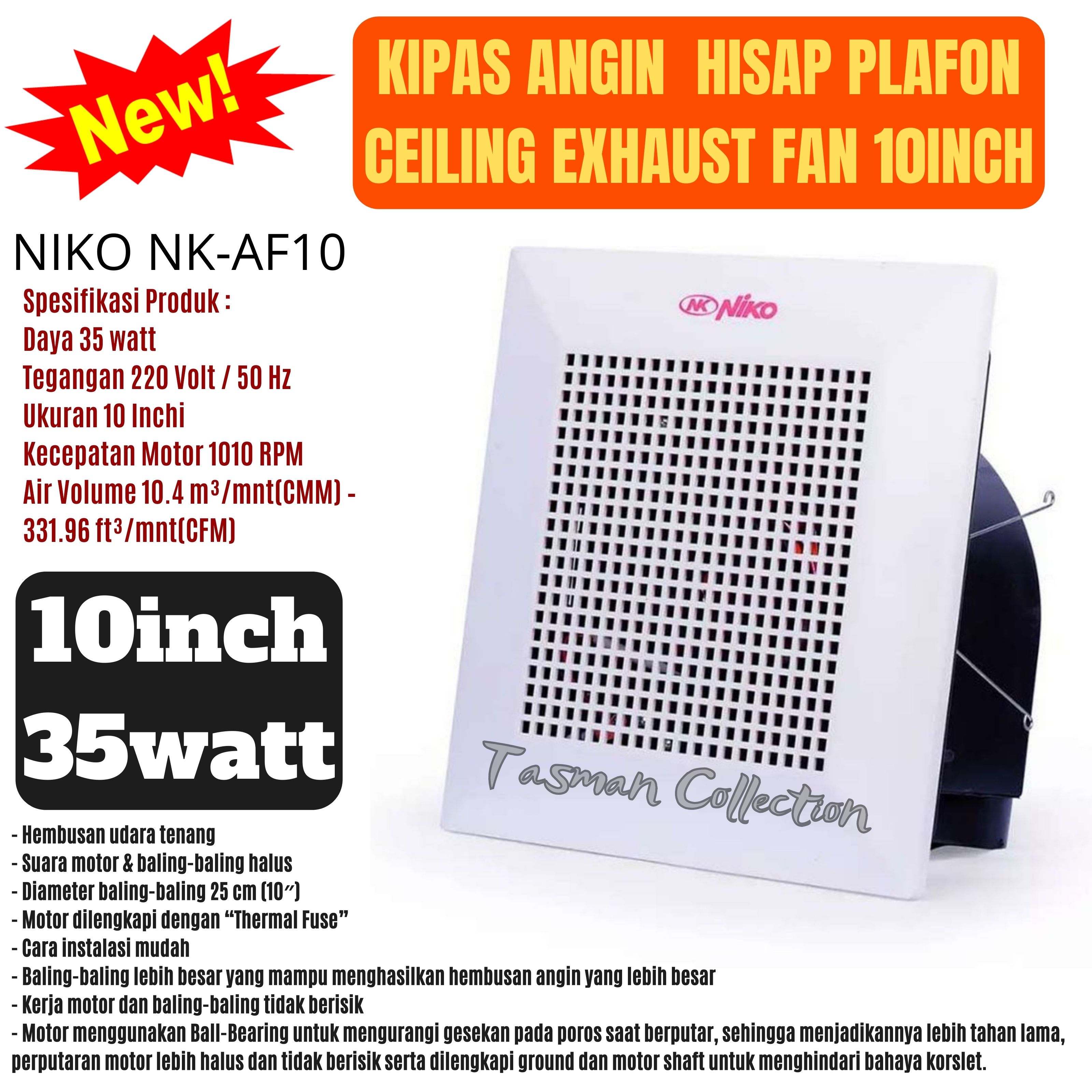 Kipas Exhaust Fan Ceiling Kipas Angin Hisap Plafon Niko NKAF10 NK-AF10 - Exhaust NK AF10 - Kipas ...