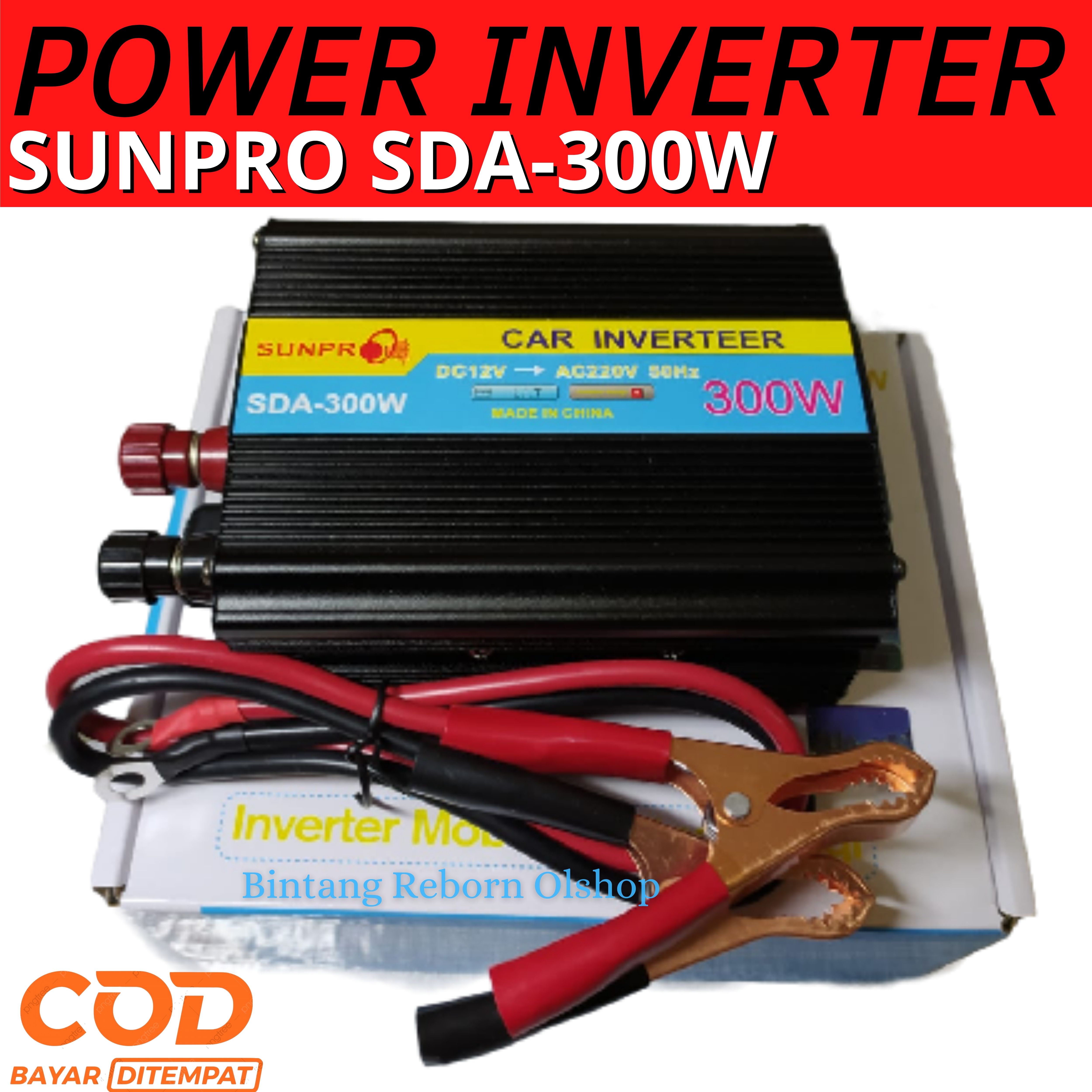 Power Inverter SUNPRO SDA-300W CAS AKI MULTIFUNGSI - Inverter AC TO DC 12V - 220V / 50HZ ...