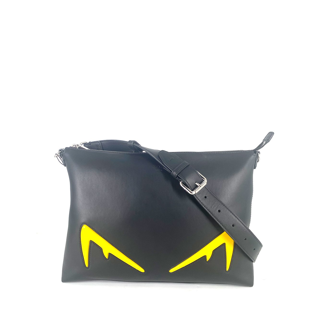 Fendi Diabolic Eyes Messenger Leather Plain Bag in Black | Lazada Indonesia
