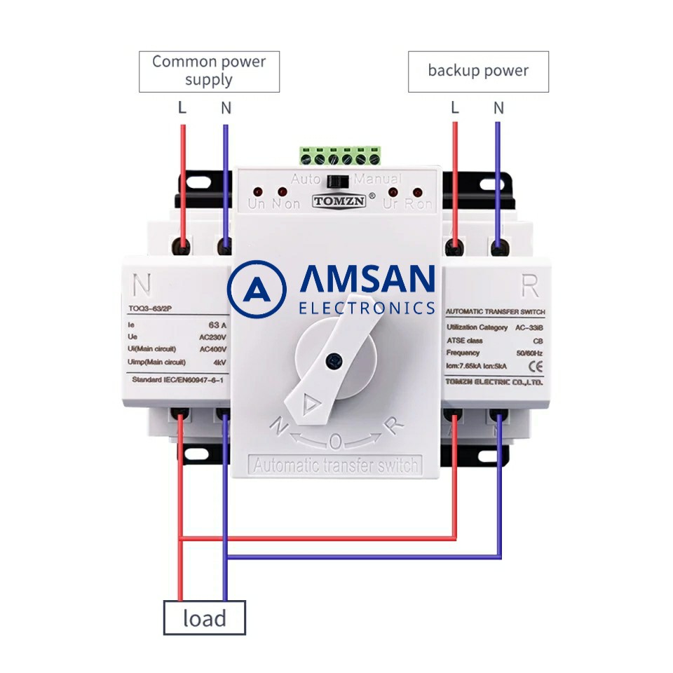 Automatic Transfer Switch ATS 2P 63A TOMZN Otomatis PLN Genset Inverter ...