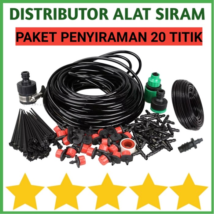 PAKET PENYIRAMAN TAMAN POT BUNGA KRAN AIR SPRINKLER DRIPPER ALAT SIRAM ...