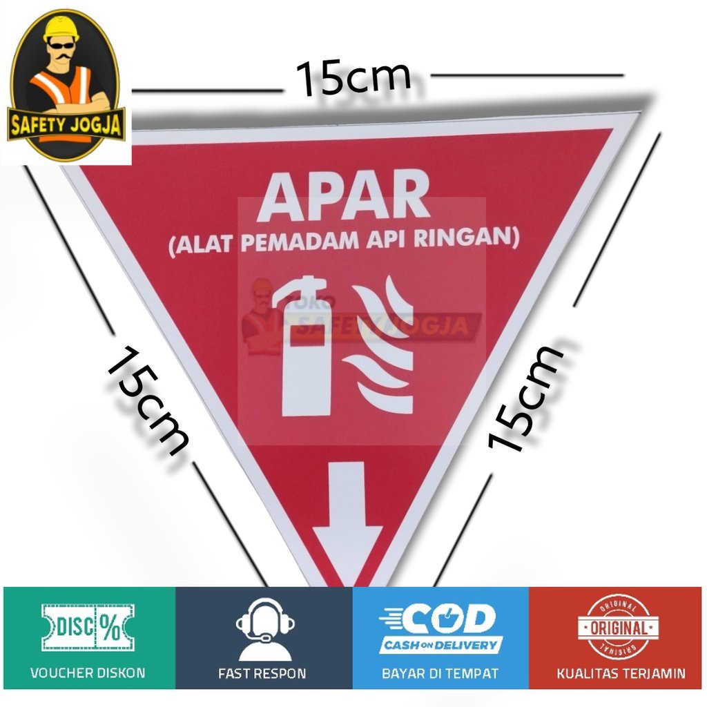 Sticker stiker Segitiga APAR alat pemadam safety merah 15 x 15cm ...