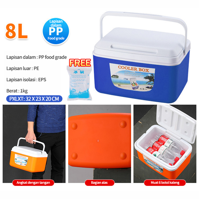 Cooler Box 28/26/13/8/5 Liter Cooler Box Outdoor Segar Wadah Serba Guna ...