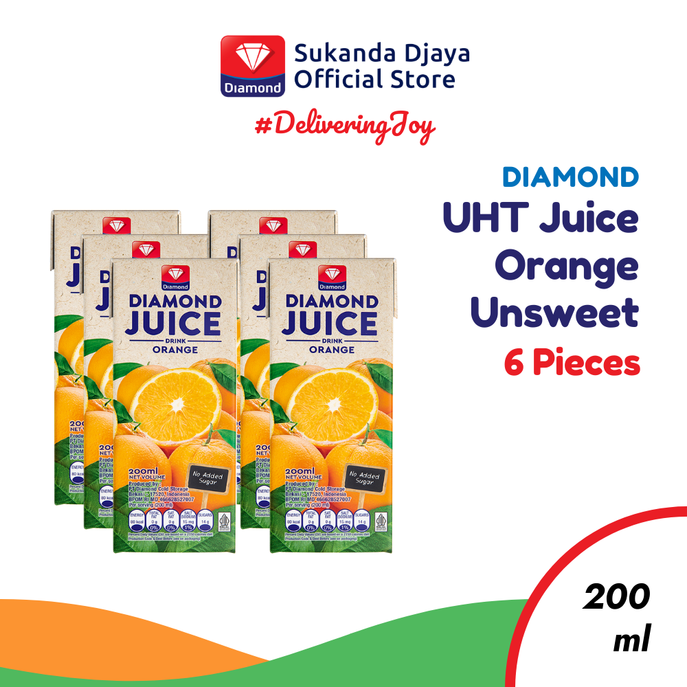 Diamond UHT Juice Orange Unsweet 200 Ml ISI 6 | Lazada Indonesia