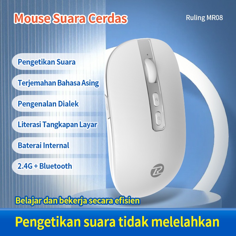 MR08 Mouse AI Cerdas Pengenal Suara Wireless and bluetooth Dengan 6 ...
