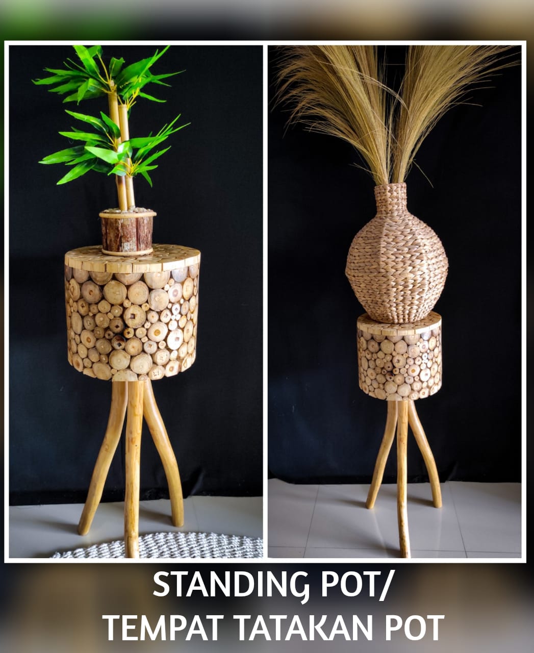 PROMO LAUNCHING STANDING POT/ TEMPAT TATAKAN POT DARI KAYU JATI 30CM ...