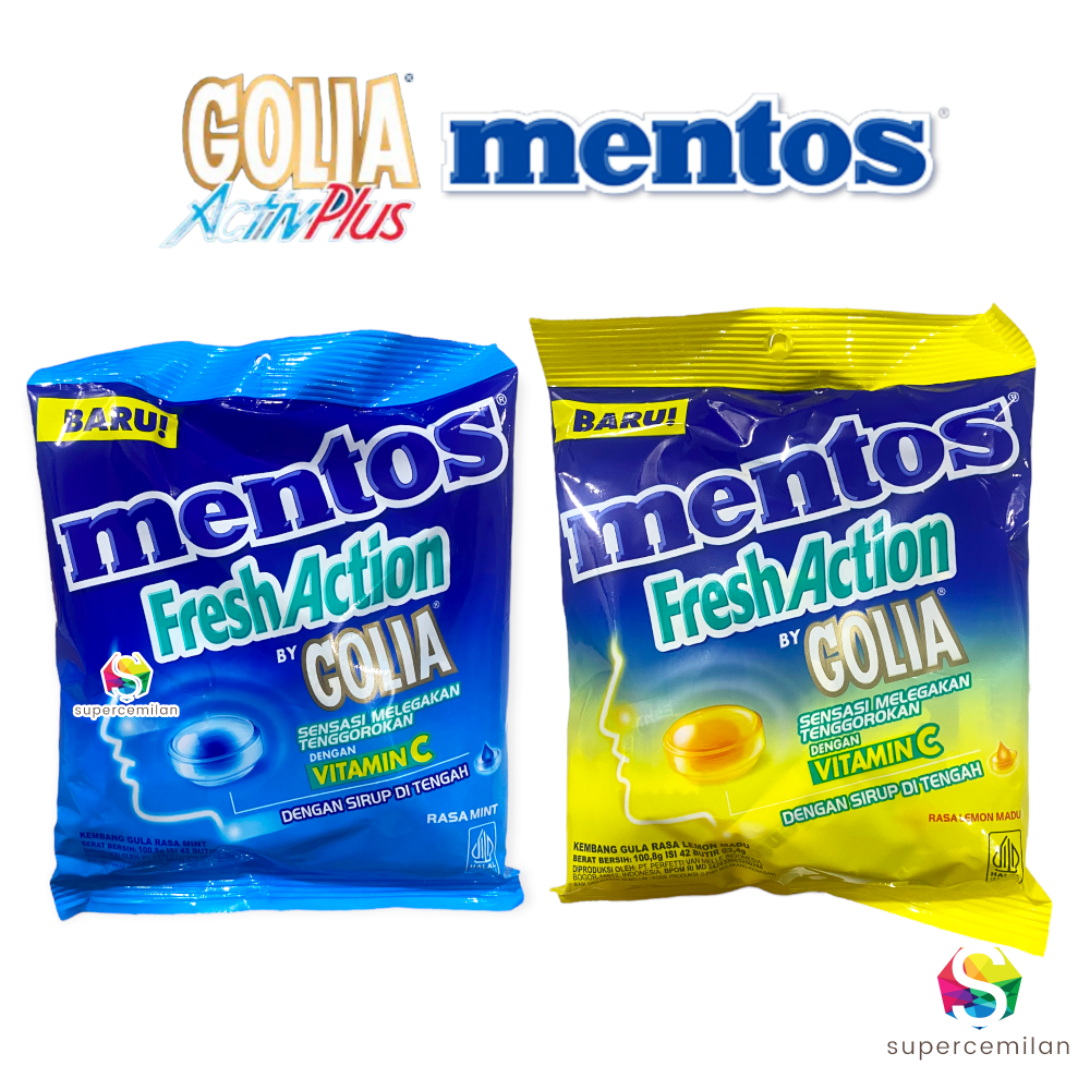Mentos Fresh Action by GOLIA Permen Mint / Lemon Madu isi 42 butir ...