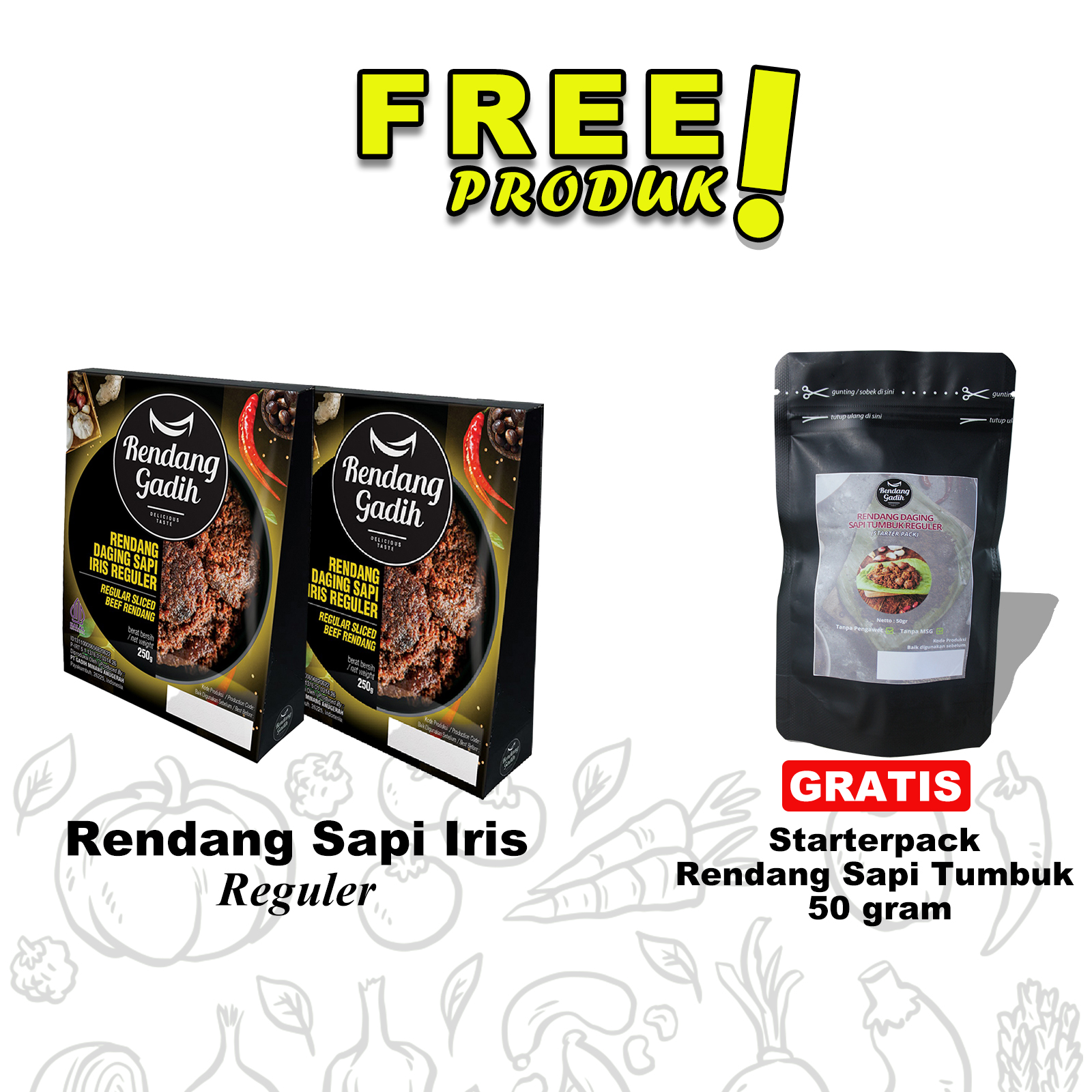 PAKET 2 PCS RENDANG DAGING SAPI IRIS REGULER 250gr - FREE STARTERPACK ...