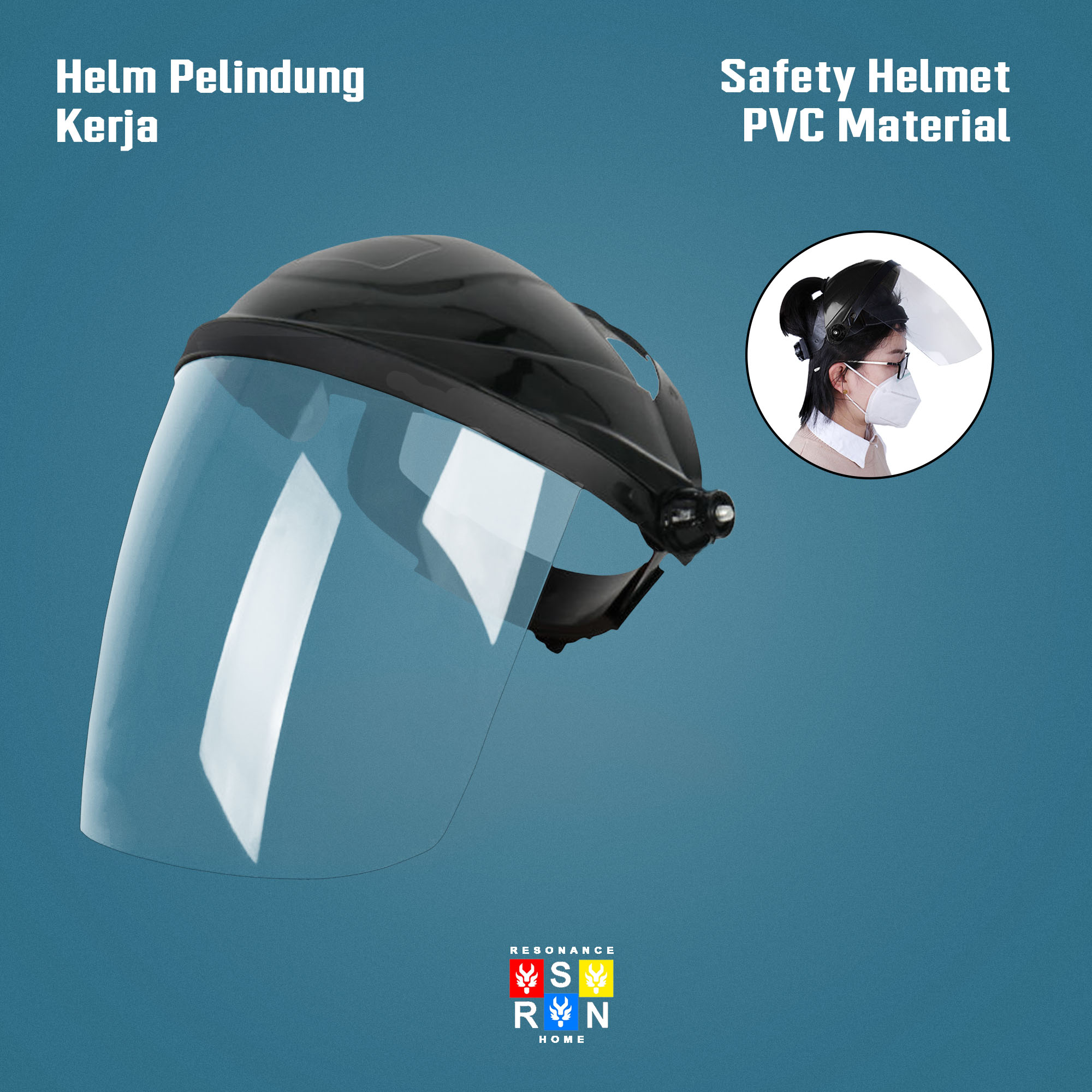 Helm Pelindung Kerja / Face shield Kaca Transparan / Resonance Home ...