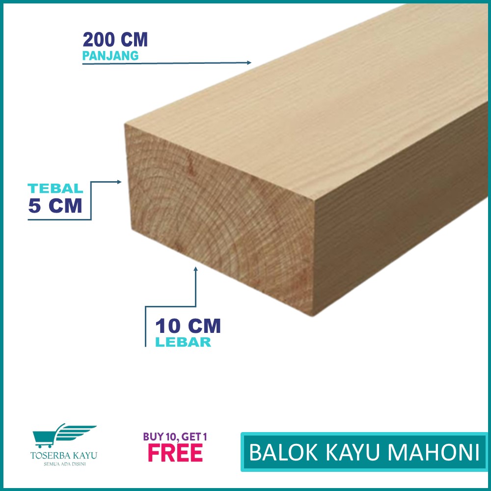 Kayu Balok 2 meter 1 meter untuk kaki meja ukuran tebal 5cm lebar 10cm ...