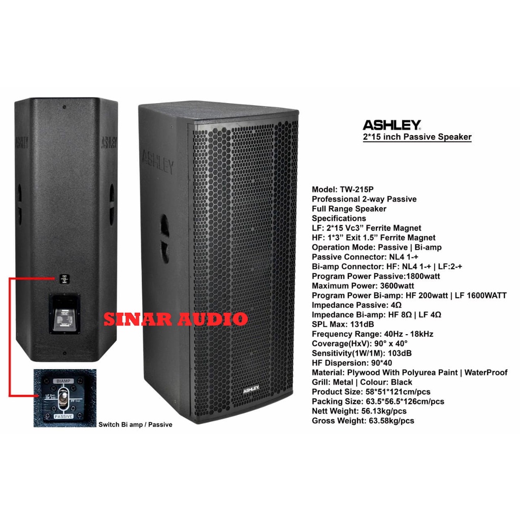 Speaker Pasif 15 inch double Ashley TW 215P ORIGINAL PRODUCT TW215P ...