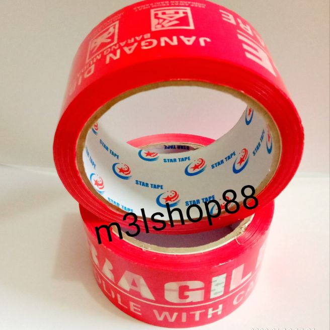 lakban fragile 2" x 50 meter merah star tape-1 pcs | Lazada Indonesia