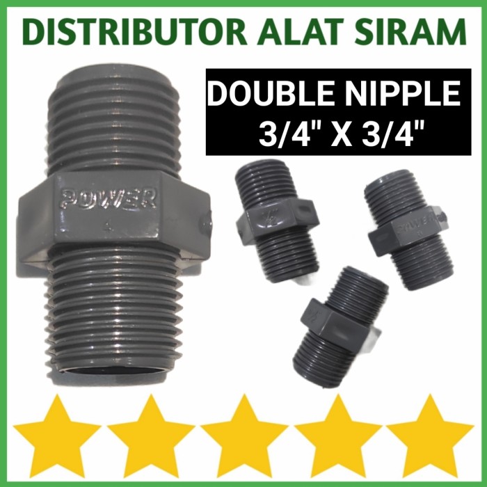 DOUBLE NIPPLE 3/4 INCH AW NIPEL NEPEL DRAT LUAR PVC PIPA RUCIKA POWER ...
