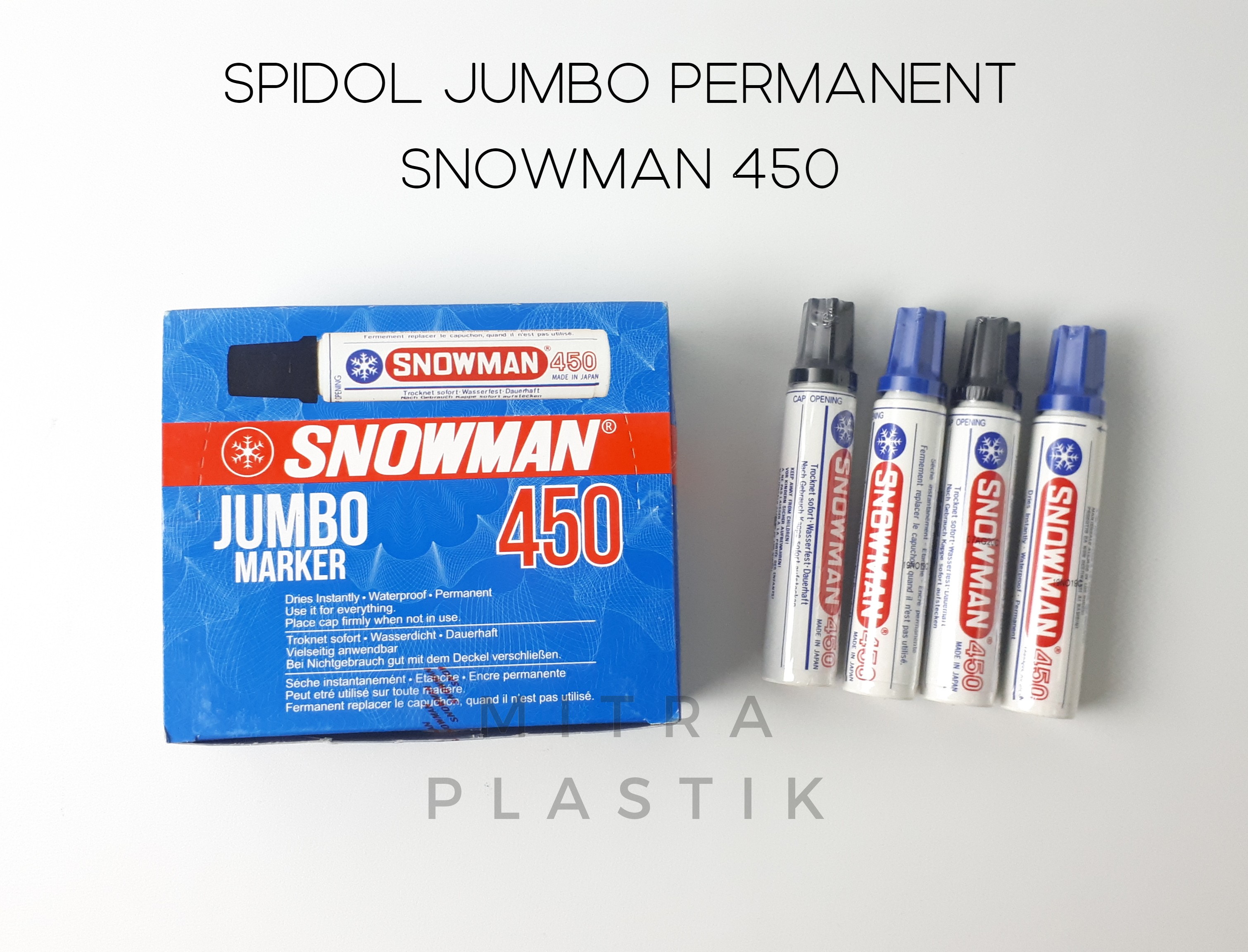 Spidol Snowman 450 Permanent Marker Besar Jumbo Hitam Biru Permanen J ...