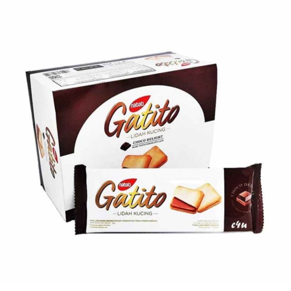 Nabati Gatito Kue Lidah Kucing Sandwich Cokelat [10 Sachet/ Kotak ...