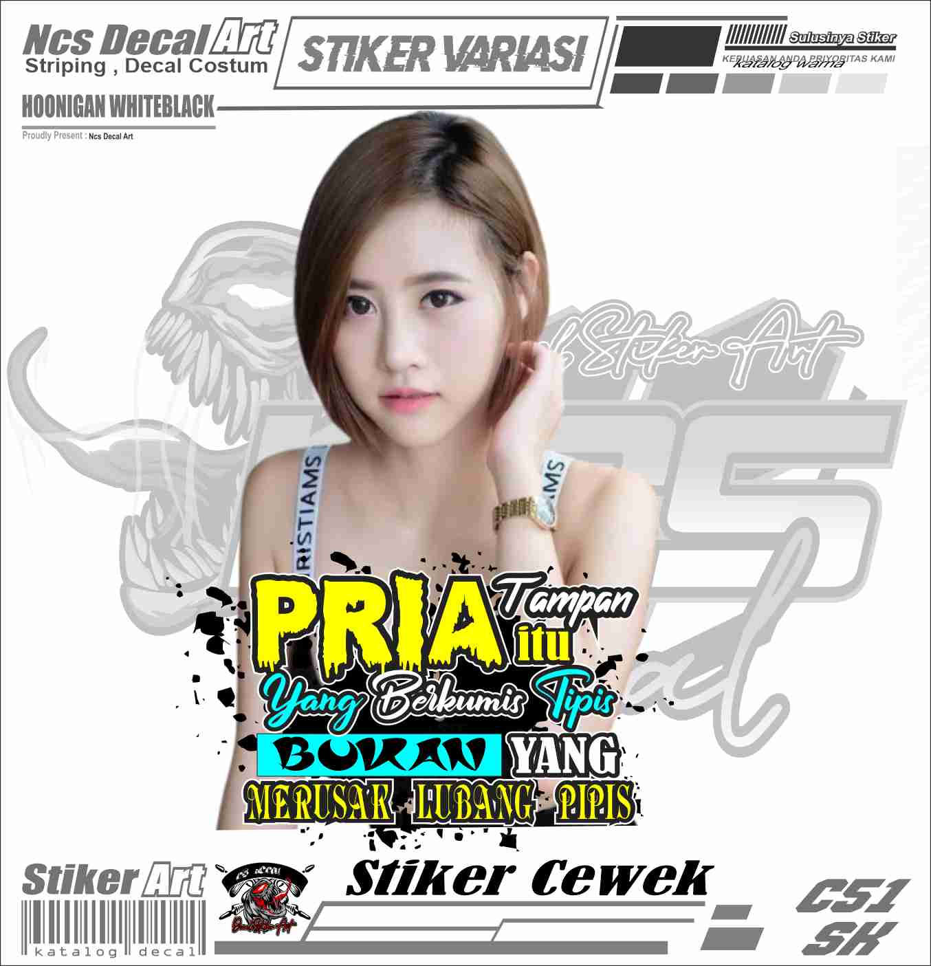 stiker mobil decal gambar cewek keren vektor / sticker motor cewek ...