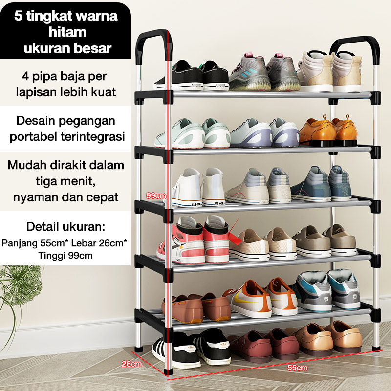 Rak Sepatu Stainless Steel Kapasitas Besar Tempat Sepatu Rak Sandal 8 ...