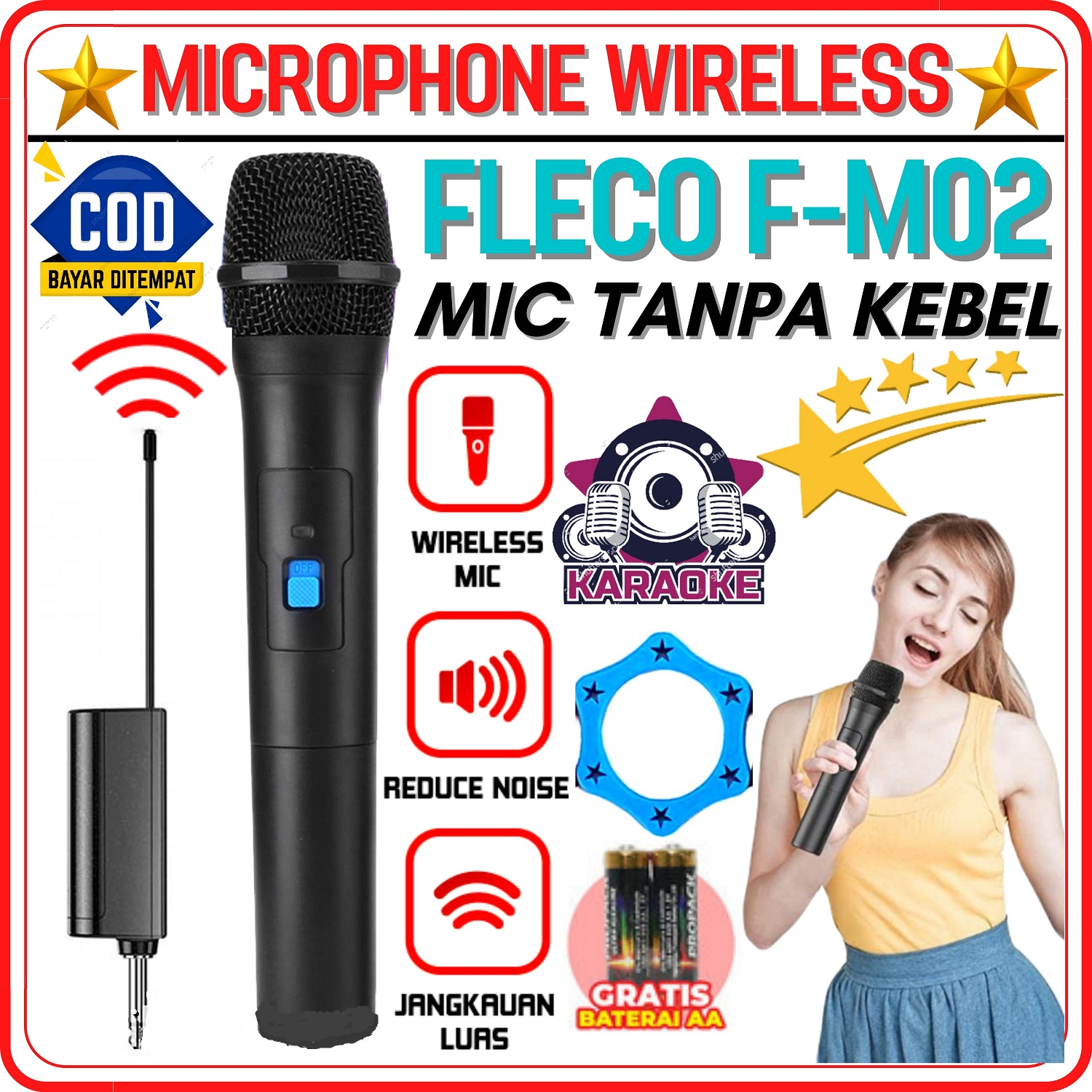 Mic Bluetooth Mic Wireless Fleco F-M16 Microphone Mic Tanpa Kabel ( Isi ...