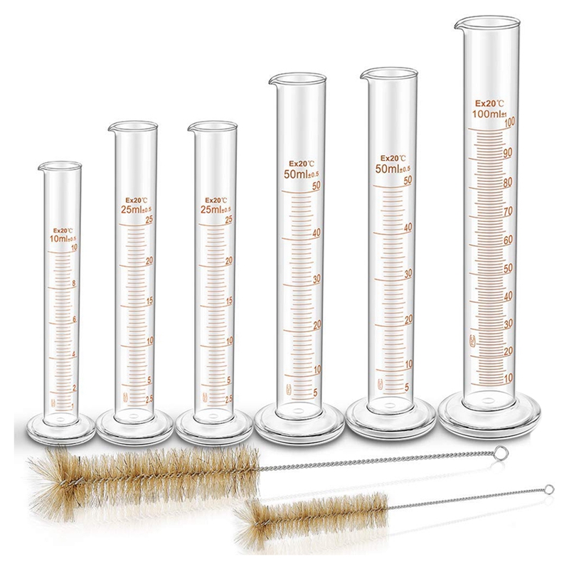 Thick Glass Graduated Measuring Cylinder Set Glass With Two Brushes ...