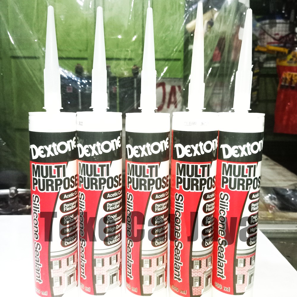 DEXTONE Silicone Sealant / lem kaca silikon 300ml / Hitam Putih Coklat ...
