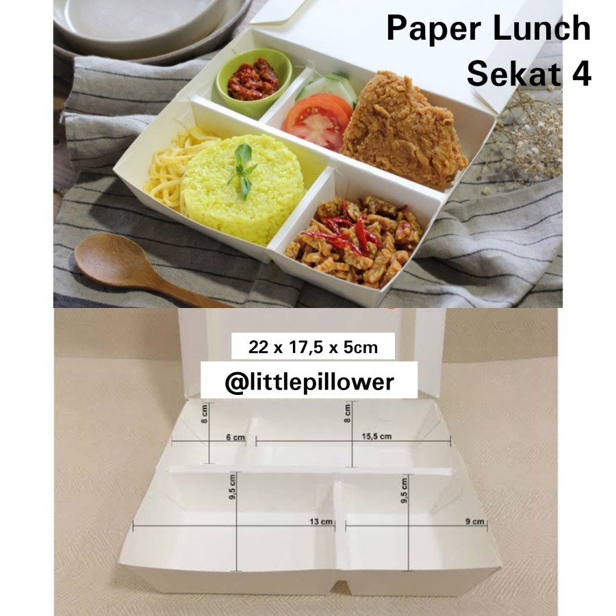 (Isi 50pcs) Paper Lunch sekat 4/lunch box paper sekat | Lazada Indonesia