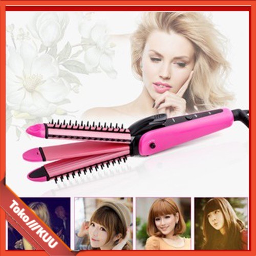 CATOK RAMBUT NOVA 3 IN 1 NHC-8890 Multifungsi Catok Lurus rol curly ...