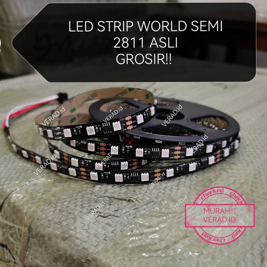 Led strip ws2811 ws 2811 300led 12Volt 12V 5 meter strobo black pcb ...