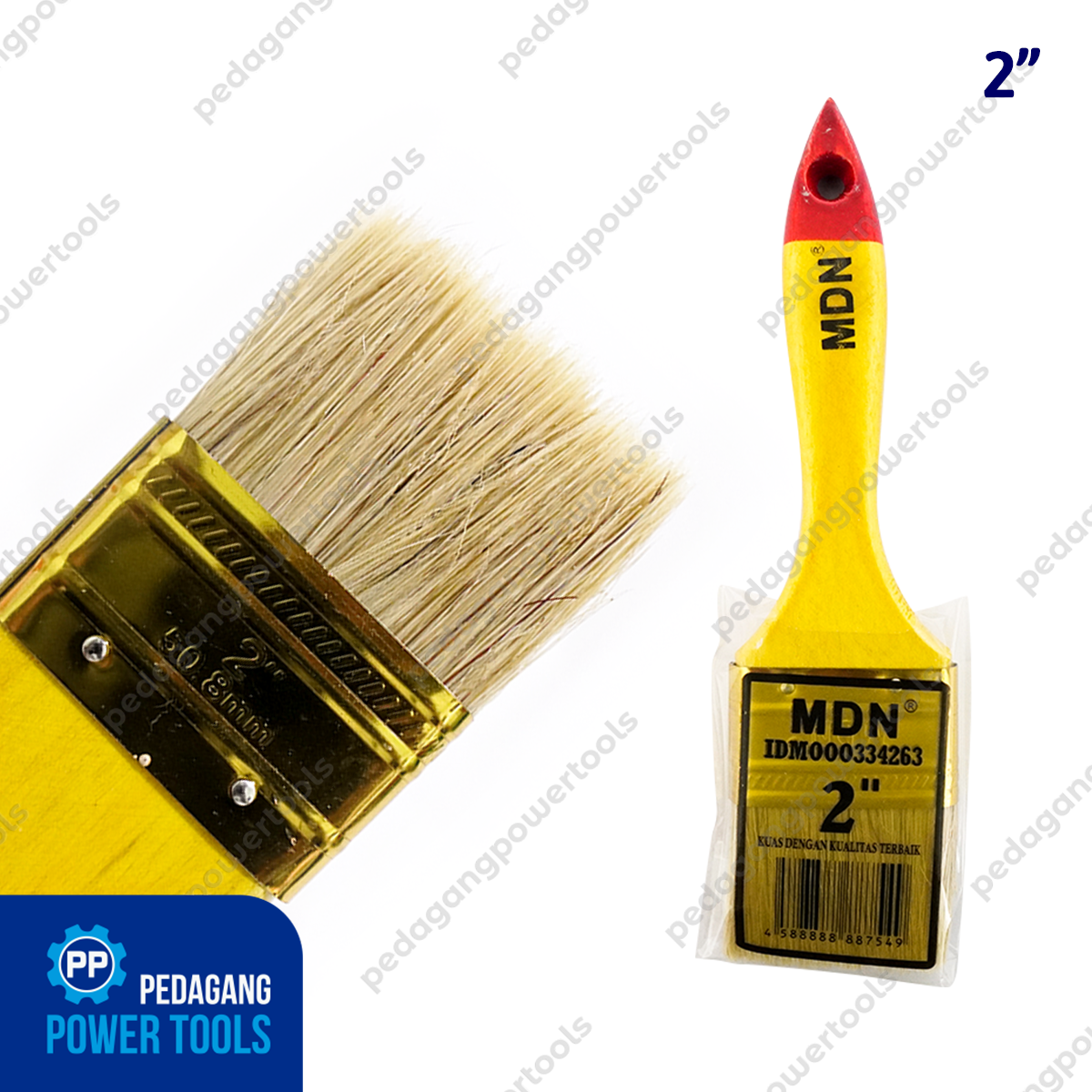 MDN Kuas Cat 2" Inch Putih Gagang Kayu Koas Tembok Dinding Paint Brush ...