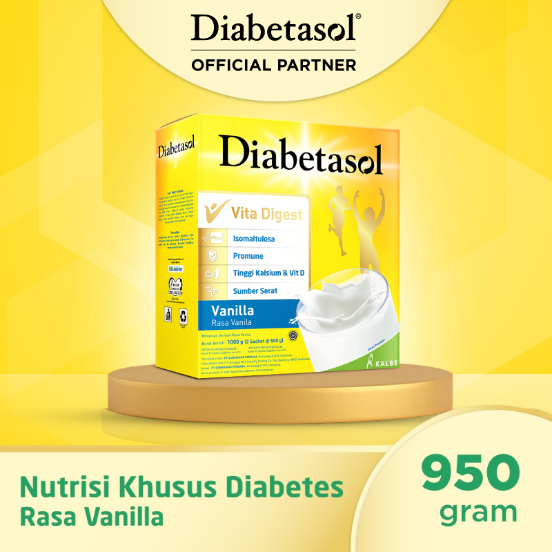DIABETASOL SUSU NUTRISI UNTUK DIABETES RASA VANILLA-COKLAT KEMASAN 950 ...