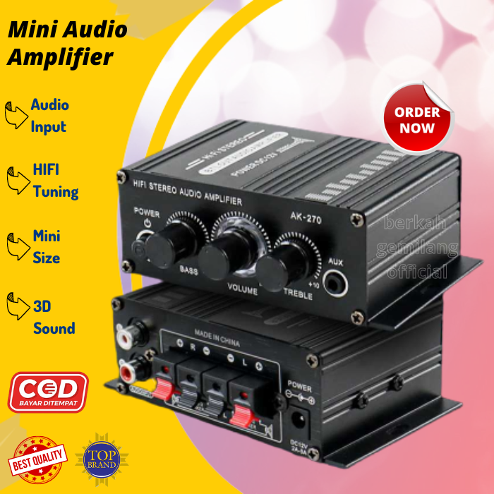 Audio Amplifier Mini Hifi Stereo Treble Bass Booster, Mini Amplifier ...