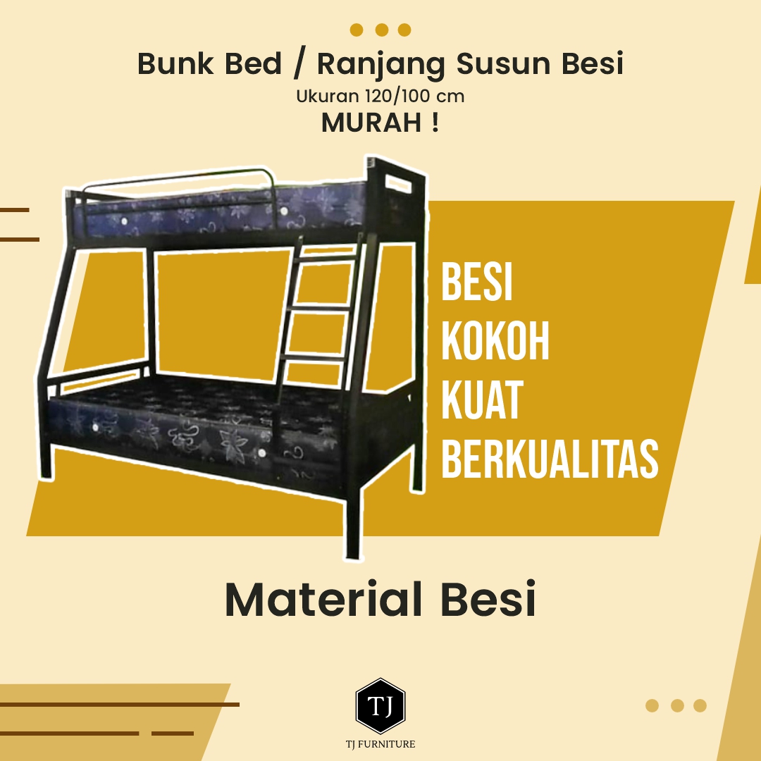Ranjang Susun Besi Bengkok / Tempat Tidur Tingkat Besi / Dipan Besi ...