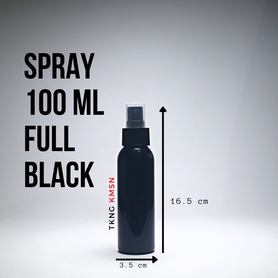 (isi 20 pcs) Botol Spray 100 ML Full Black / Botol Sanitizer / Botol ...