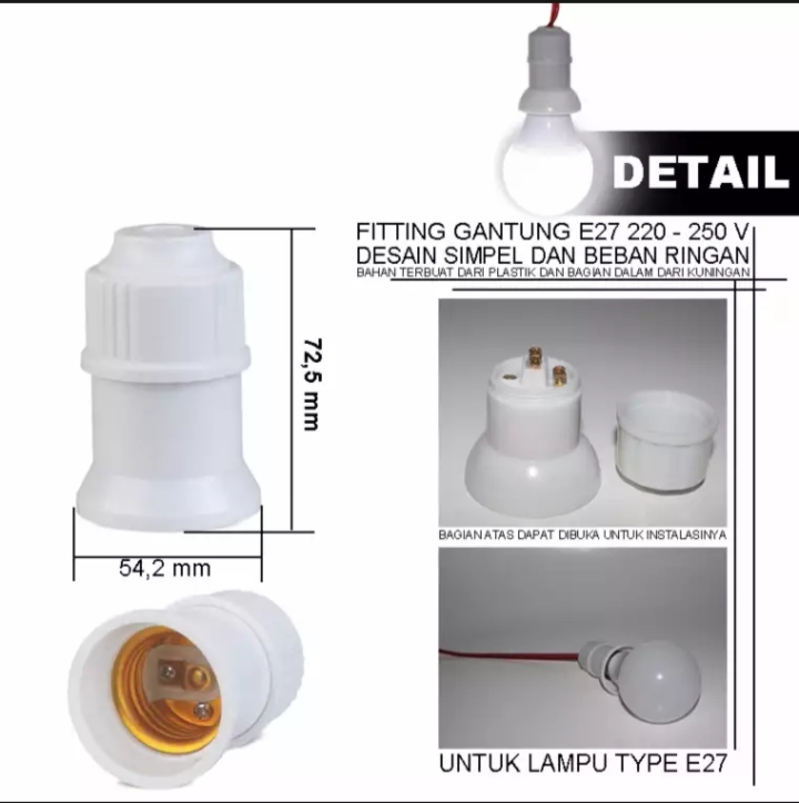 Fitting Gantung Jumbo Putih Fitting E27 | Lazada Indonesia