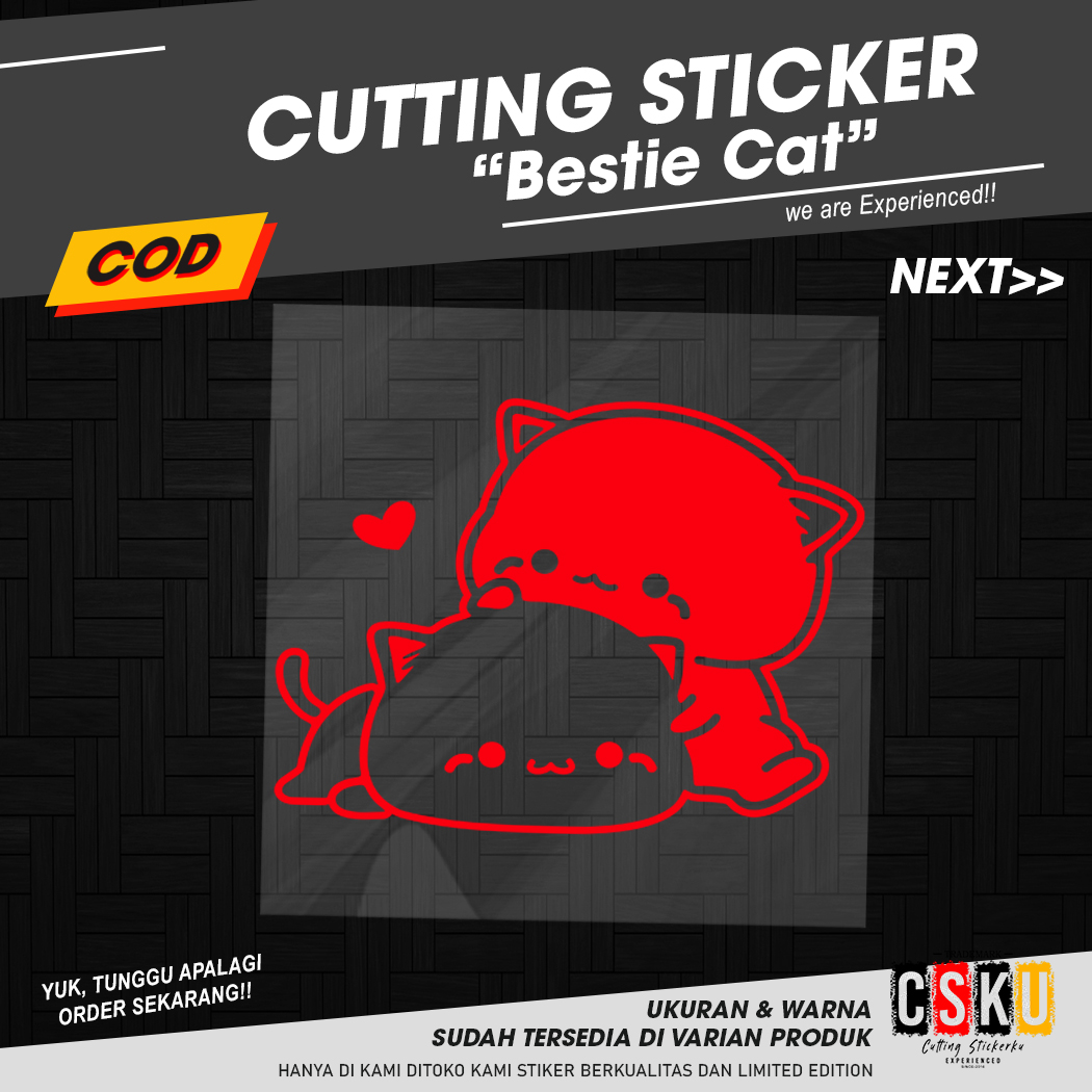 Bestie Cat Cute Cutting Sticker Variasi Motor Mobil Sticker Hewan ...