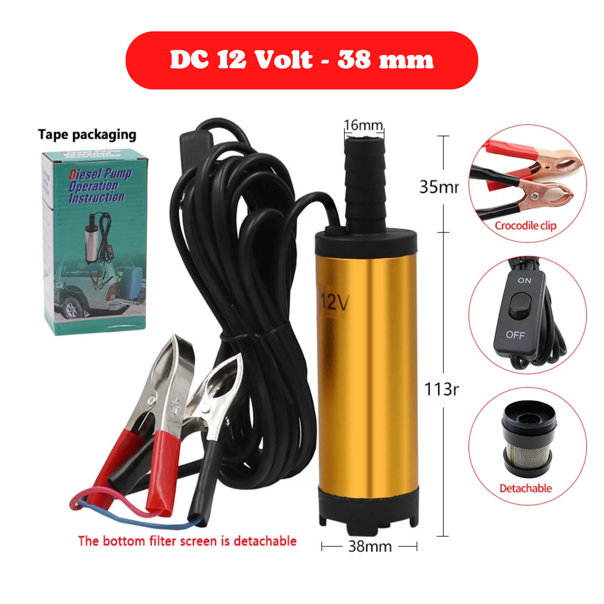 Pompa Air Celup 12 Volt DC Pompa Minyak Oli Bensin Pompa Minyak Celup ...