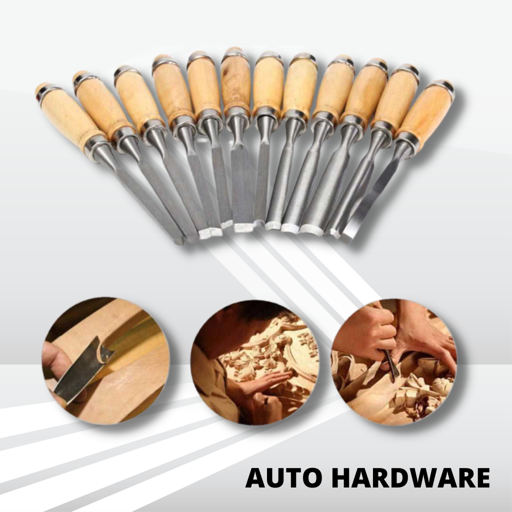 Set Pisau Ukir Pahat Kayu 12 in 1 Wood Carving Art Knife / Pisau Cutter ...
