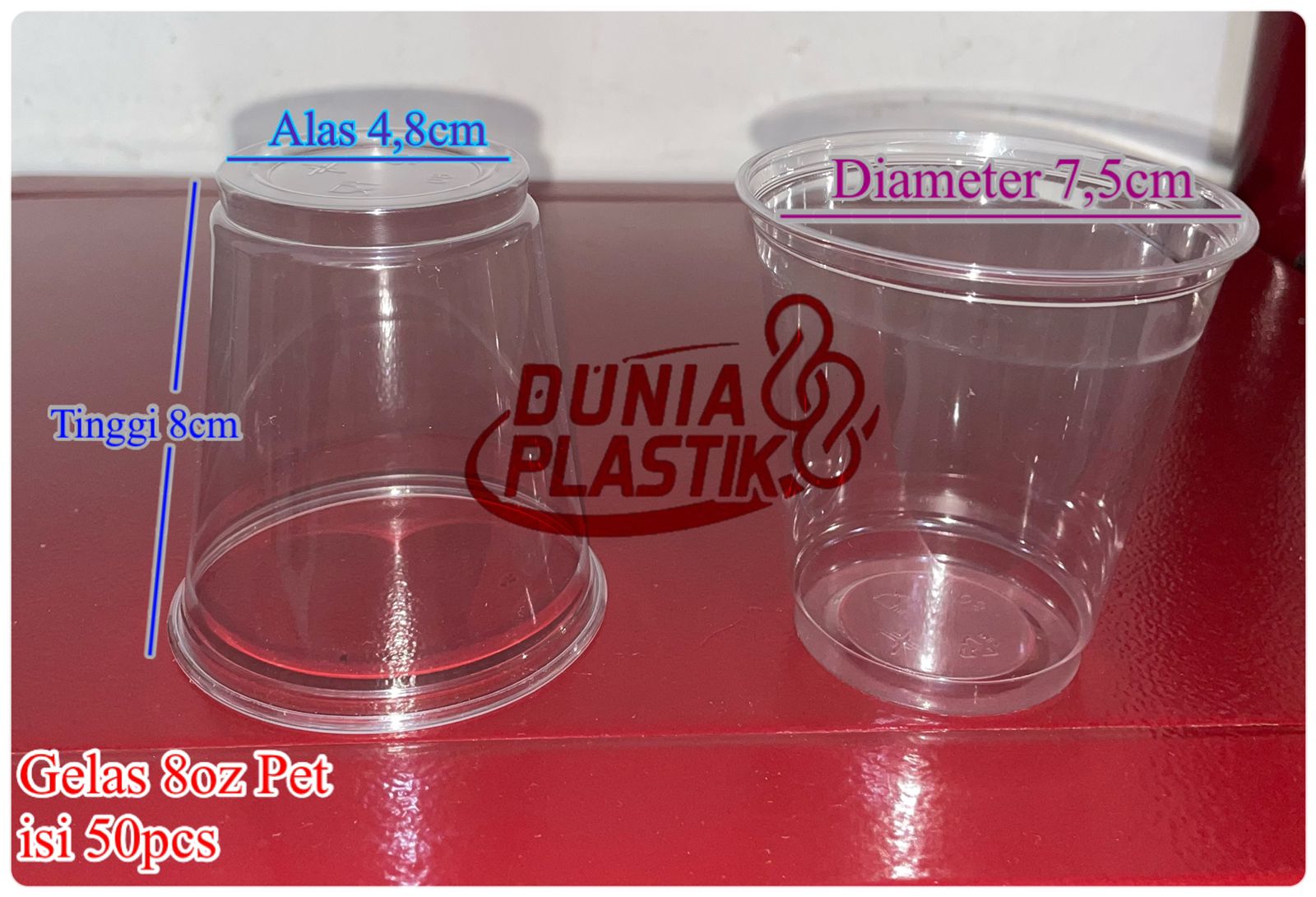 50pcs gelas plastik CUP 8oz PET mini BENING tebal ice es cream sundae ...