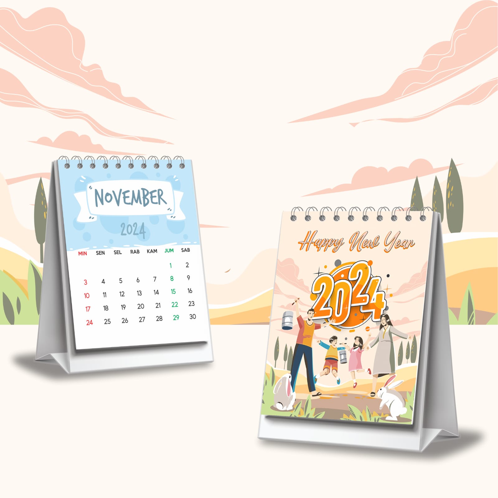 Kalender / Calendar Meja Duduk Mini 2024 Portable|kalender kecil 2024 ...