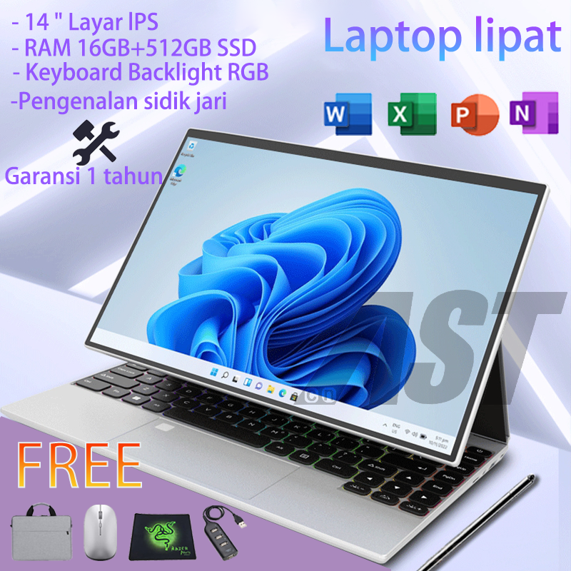 Laptop baru 14'' IPS touchscreen Ram 16GB+512GB SSD Intel N95 Windows ...