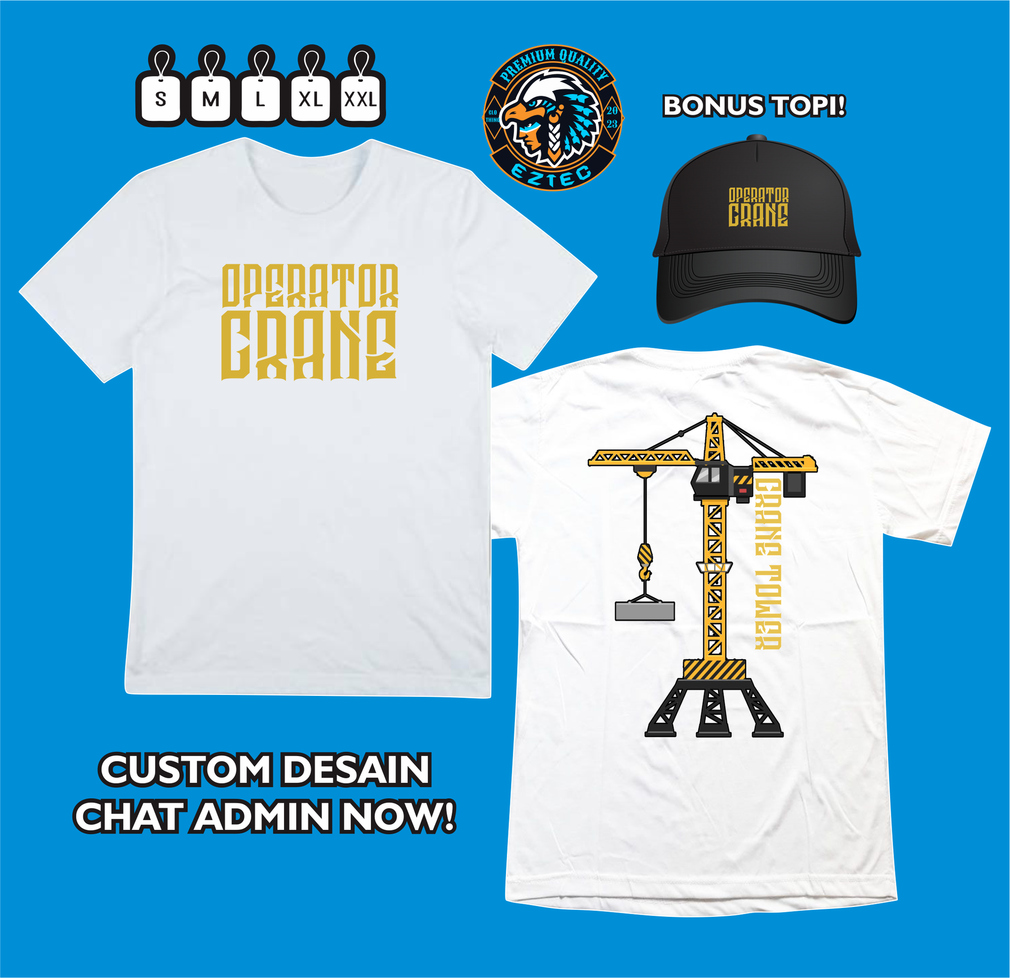 KAOS SABLON DESAIN OPERATOR CRANE TOWER SIMPLE KEREN BAHAN KATUN ...