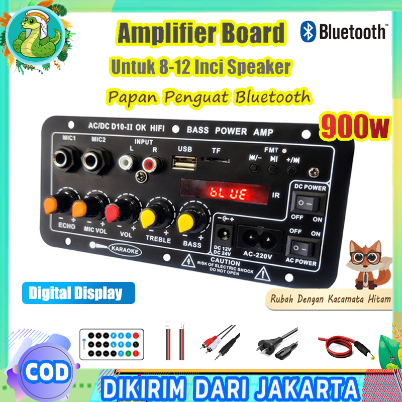 900W Amplifier Karaoke Power Stereo Audio Papan Board Micphone Bluetooth USB Radio TF DIY ...