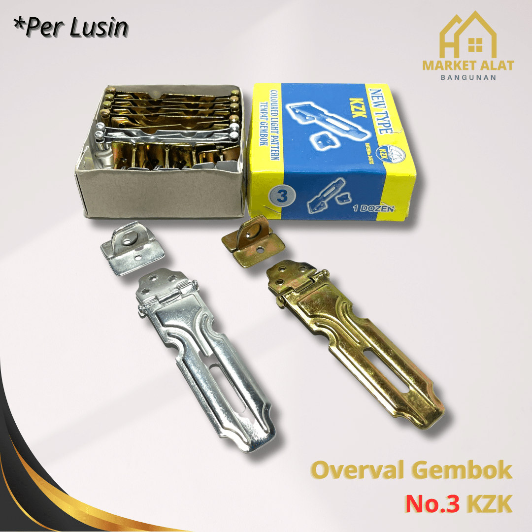 (Per 12 buah) Overval Gembok No 3 KZK ( 8 cm ) Campur Silver Kuning ...