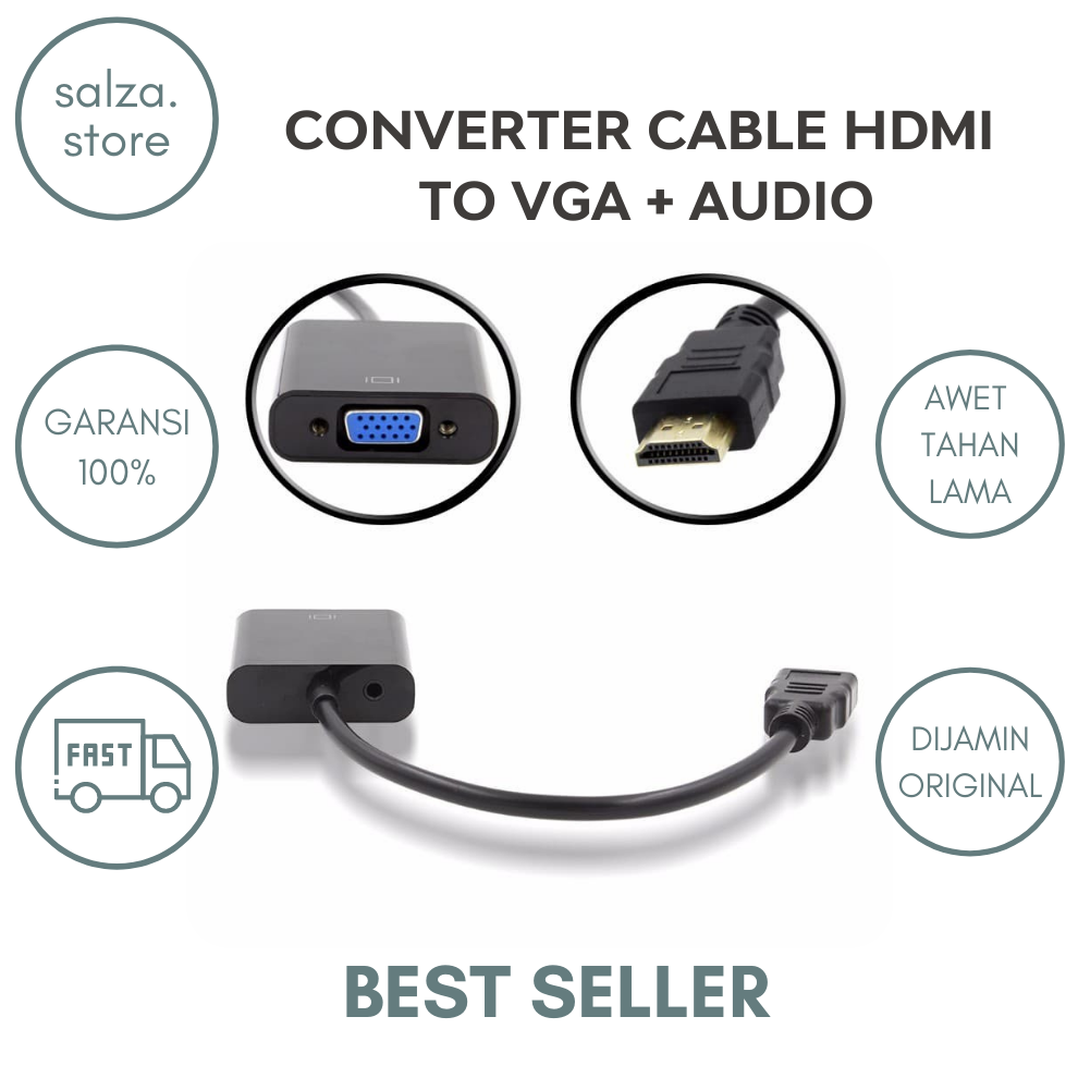 GARANSI 100% Sambungan Laptop Ke Proyektor / Converter HDMI to VGA ...