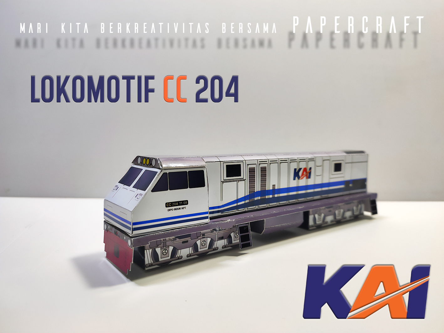 3D Papercraft Kereta Api Indonesia Lokomotif CC 204 Pola Kertas DIY ...