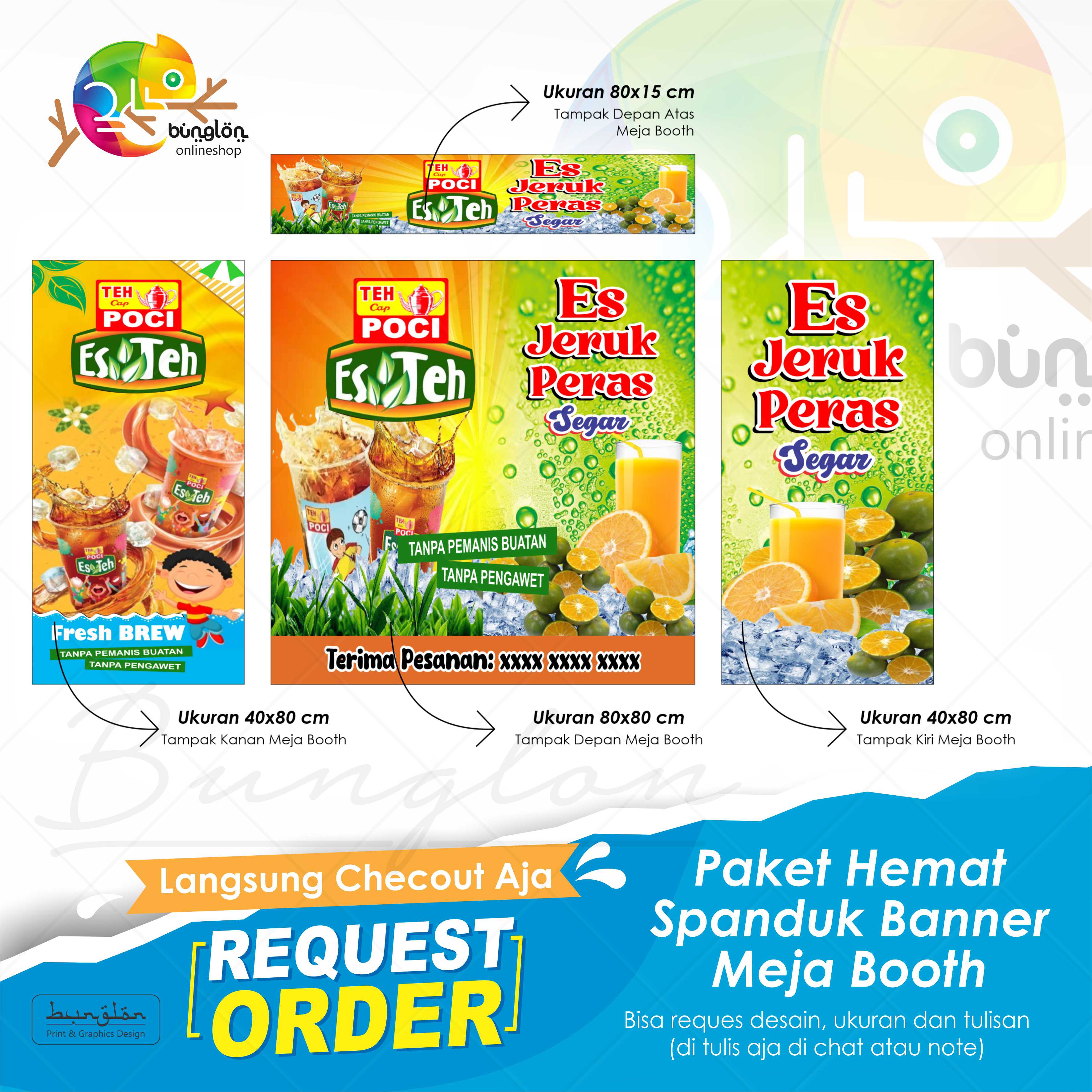 Spanduk Banner Paket Hemat Meja Booth Es Teh Poci & Es Jeruk Peras | Lazada Indonesia
