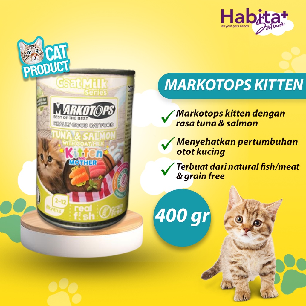 Markotop Kaleng 400g Kitten Makanan kucing Basah goat milk tuna&salmon ...
