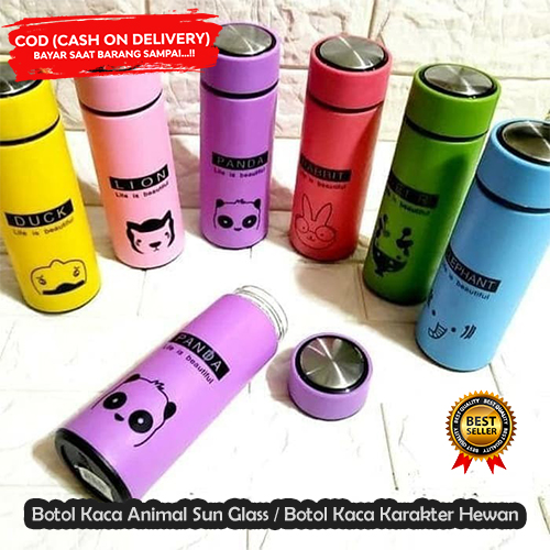 Botol Kaca Animal Sun Glass / Botol Kaca Karakter Hewan | Lazada Indonesia