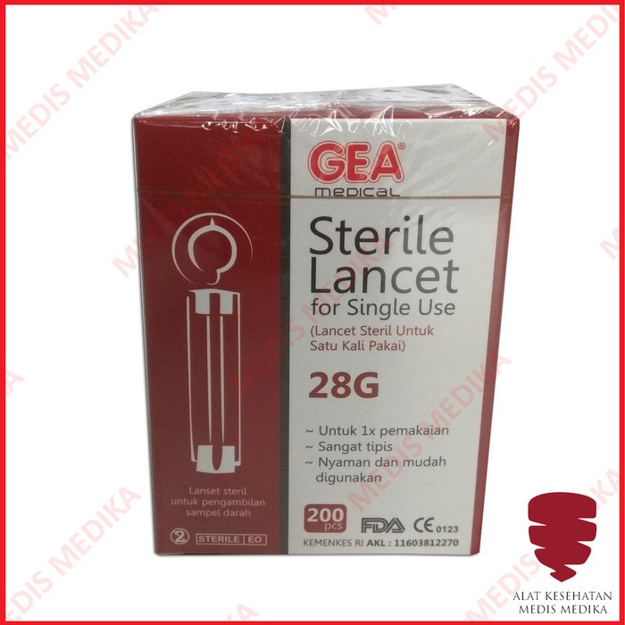 Blood Lancet GEA 28G Isi 200 Jarum Bekam 28 G Sample Pengambil Darah ...