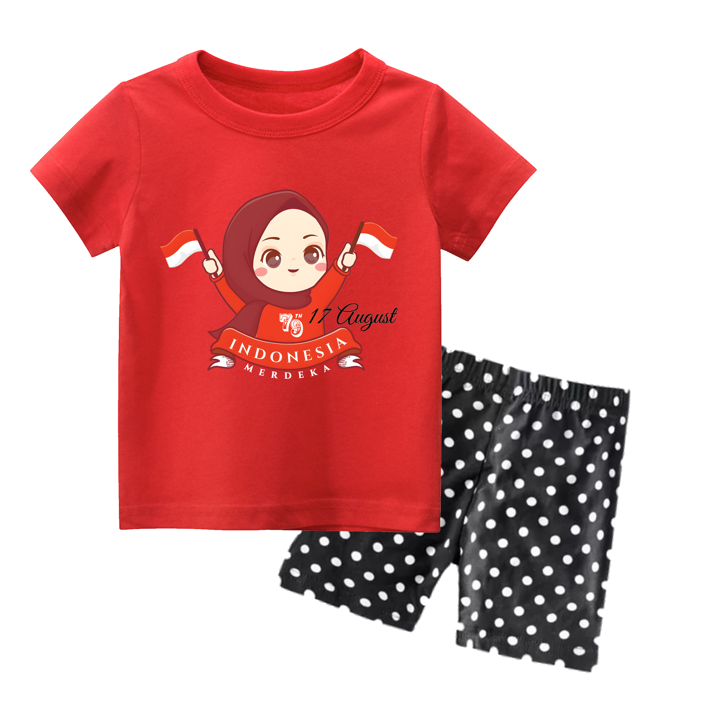 Baju Kaos Atasan Lengan Pendek Anak SET HIJAB Lomba 17 Agustus ... Baju Kaos Atasan Lengan Pendek Anak SET HIJAB Lomba 17 Agustus ...