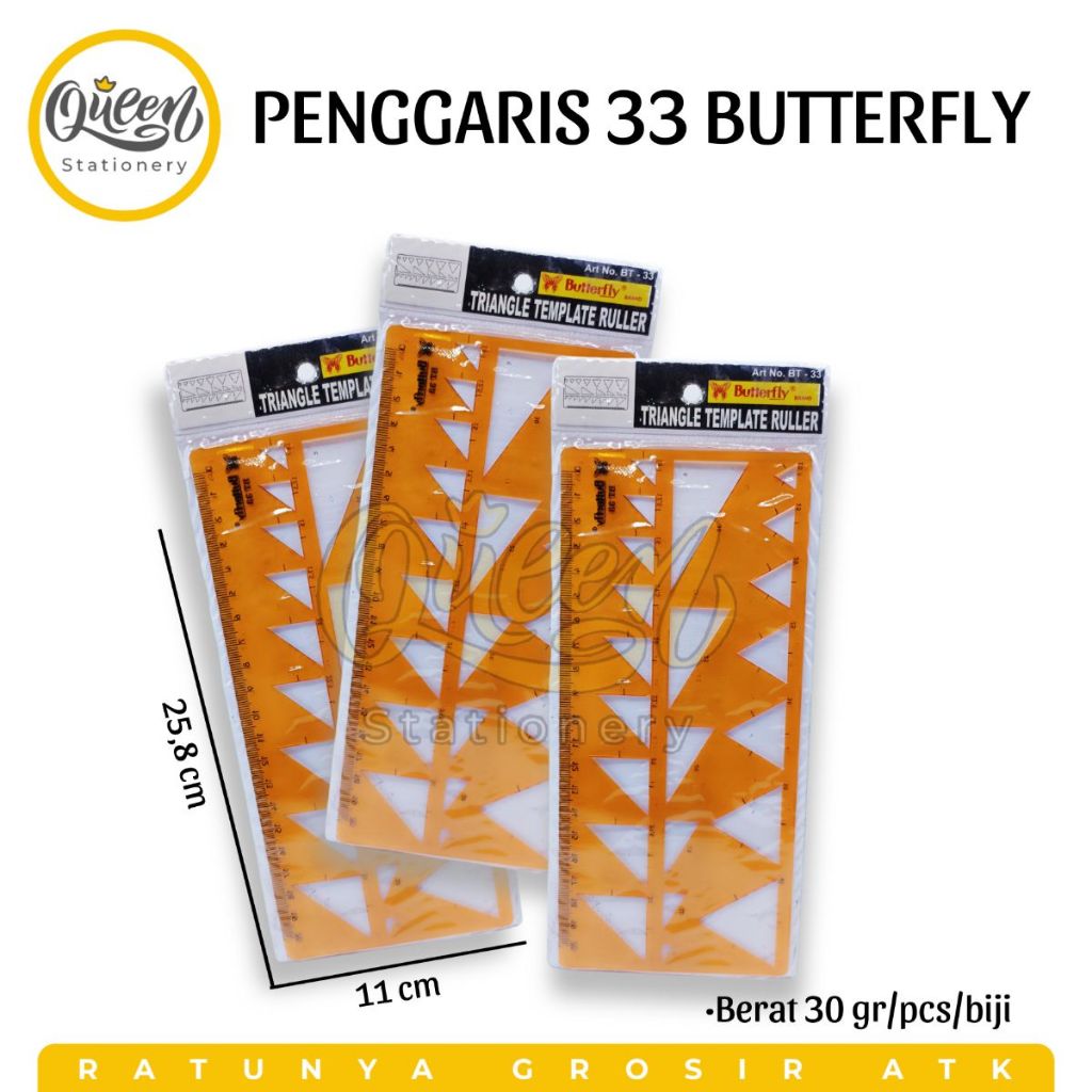 1 PCS PENGGARIS 33 BUTTERFLY/ BUTTERFLY PENGGARIS BENTUK/ PENGGARIS ...